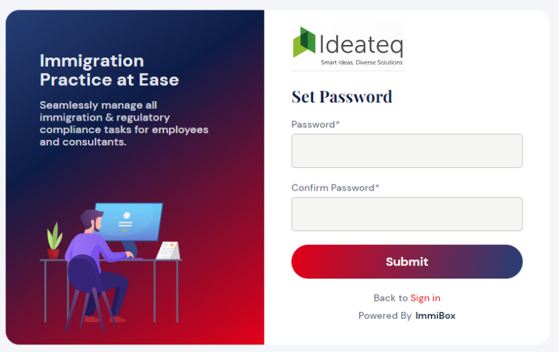 Setup Password for your account - ImmiBox